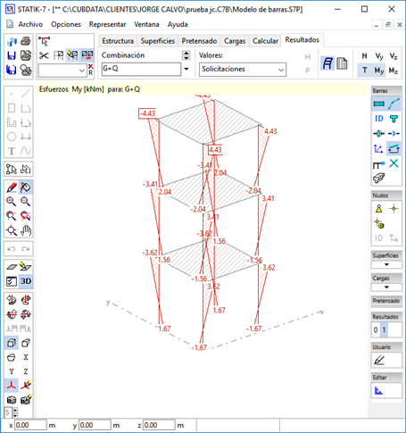 Where do the values of the moments in the pillars in the STATIK bar ...